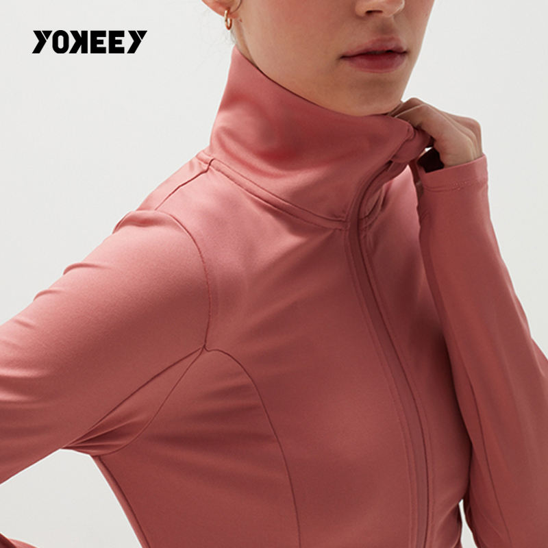 Custom Logo Sports Full Zip Long Sleeve Skinny Fitness Jacket ...