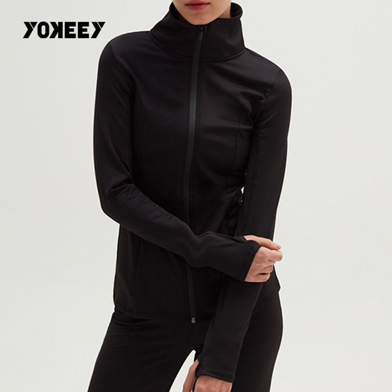 Custom Logo Sports Full Zip Long Sleeve Skinny Fitness Jacket ...