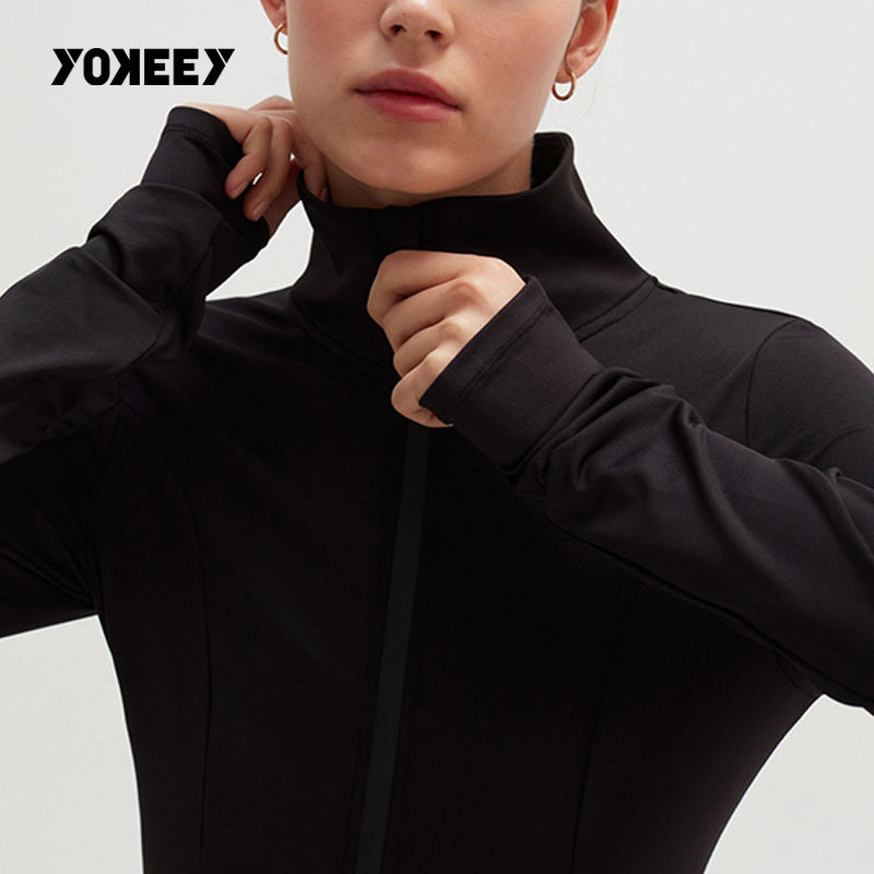 Custom Logo Sports Full Zip Long Sleeve Skinny Fitness Jacket ...