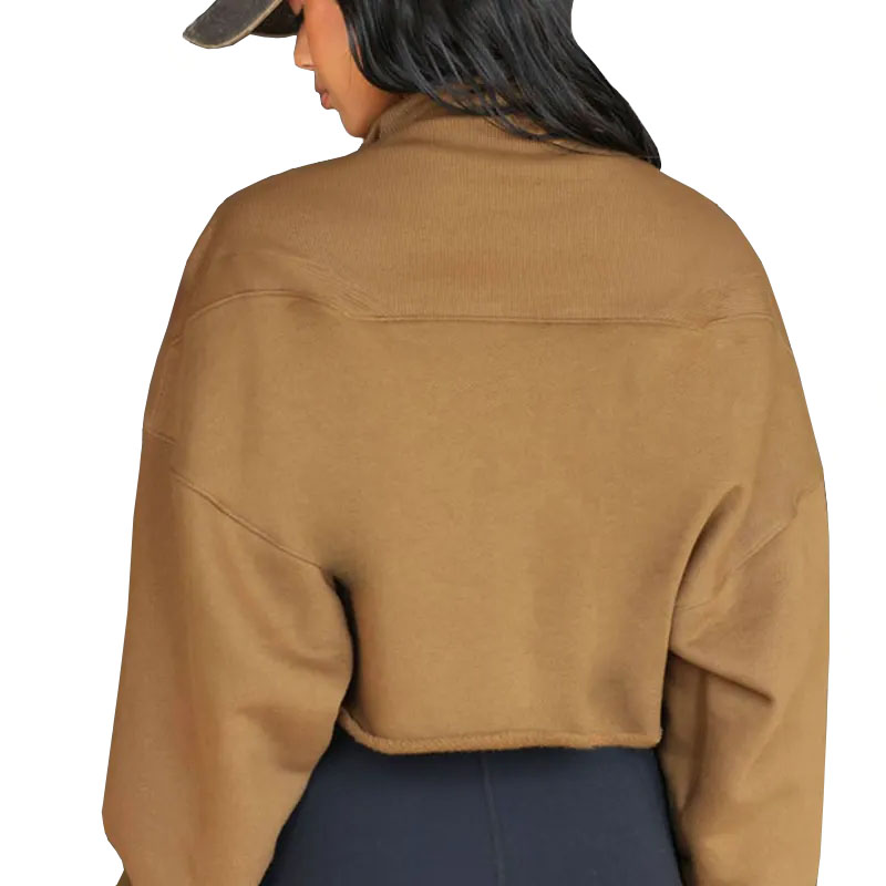 High Quality Loose Long Sleeve Gym Clothing Women's High Neck Half Zip ...