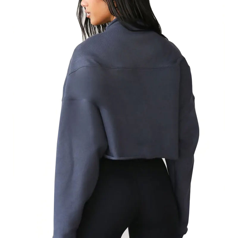 High Quality Loose Long Sleeve Gym Clothing Women's High Neck Half Zip ...